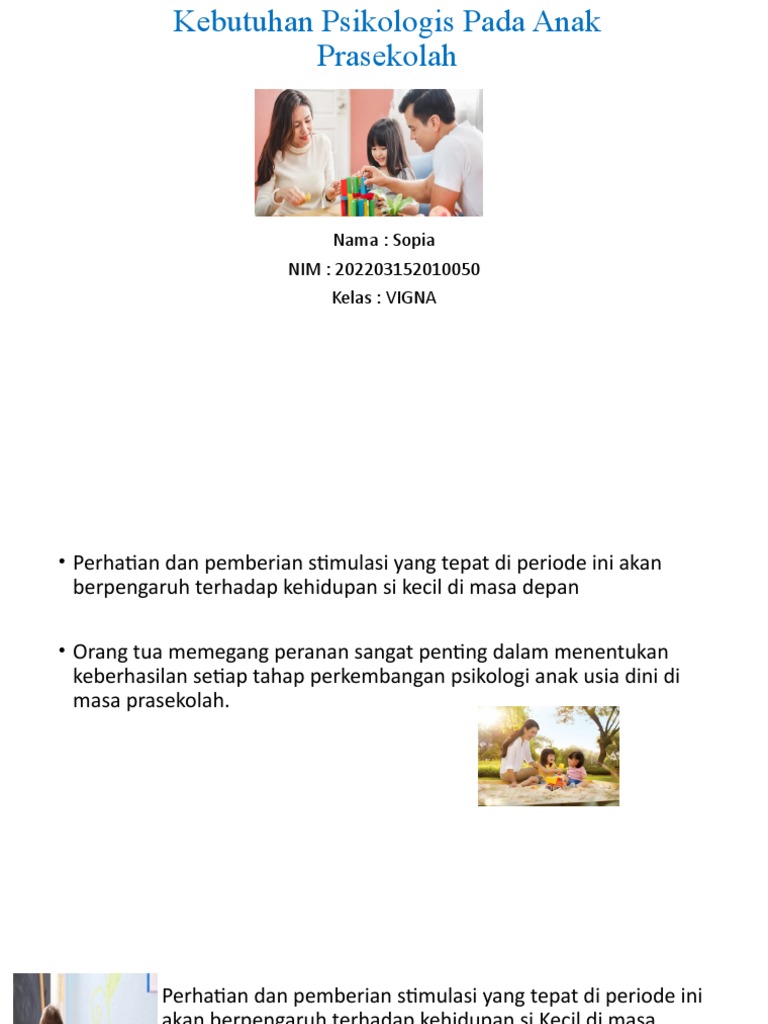 Kebutuhan Psikologis Pada Anak Prasekolah | PDF | Kesehatan Holistik