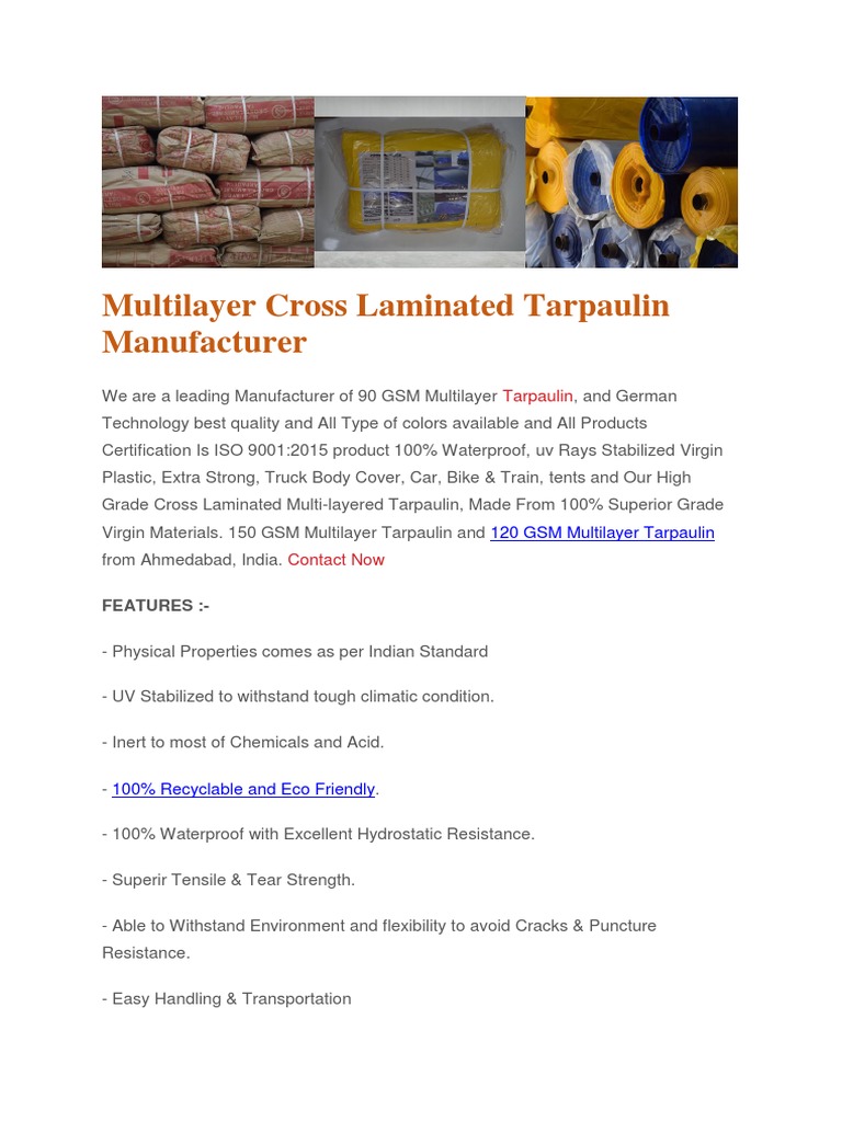 Multilayer Cross Laminated Tarpaulin | PDF | Lamination | Welding
