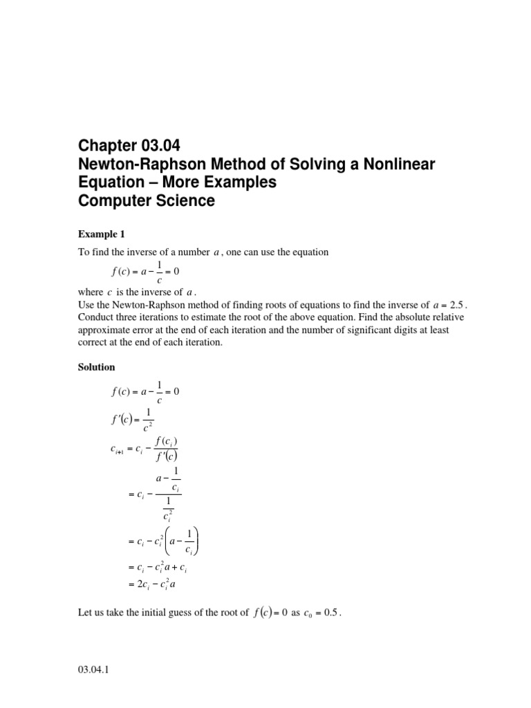 Mws Com Nle Txt Newton Examples Pdf Mathematics Computer Programming