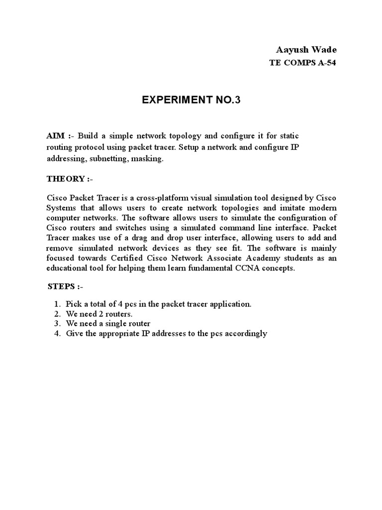 CN Exp-3 | PDF | Teaching Methods & Materials | Computers
