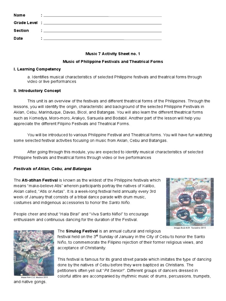 LAS in Music 7 Quarter 4 Week 1 | PDF | Cebu | Dances