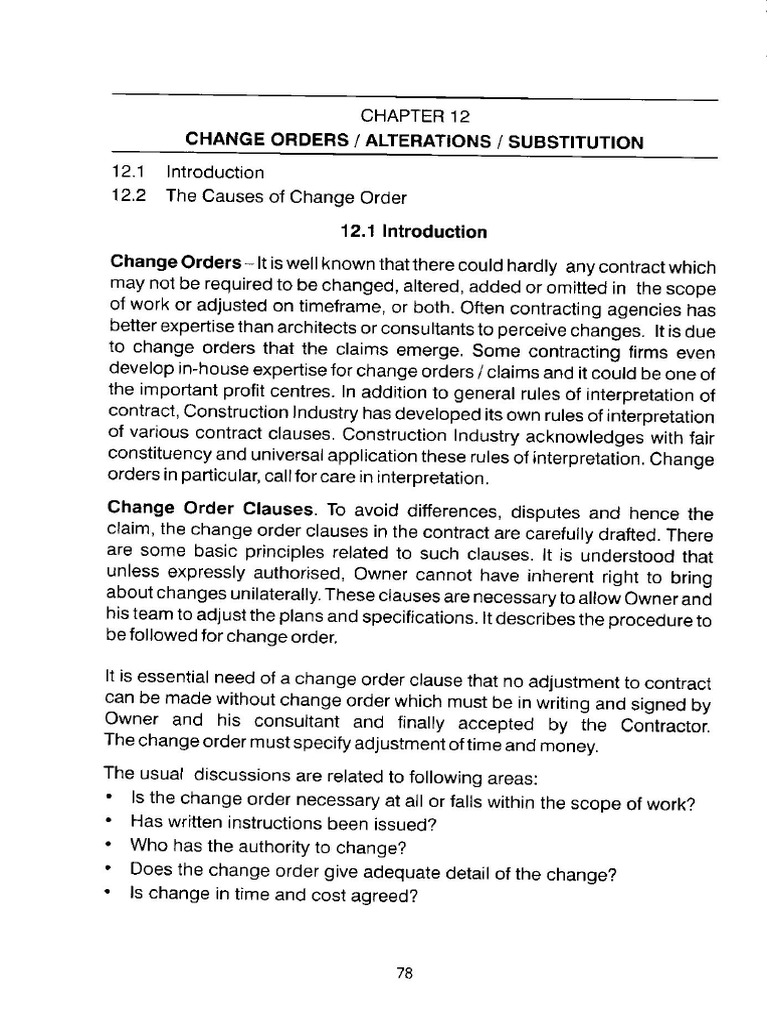 Chapter 12 - Change Orders | PDF