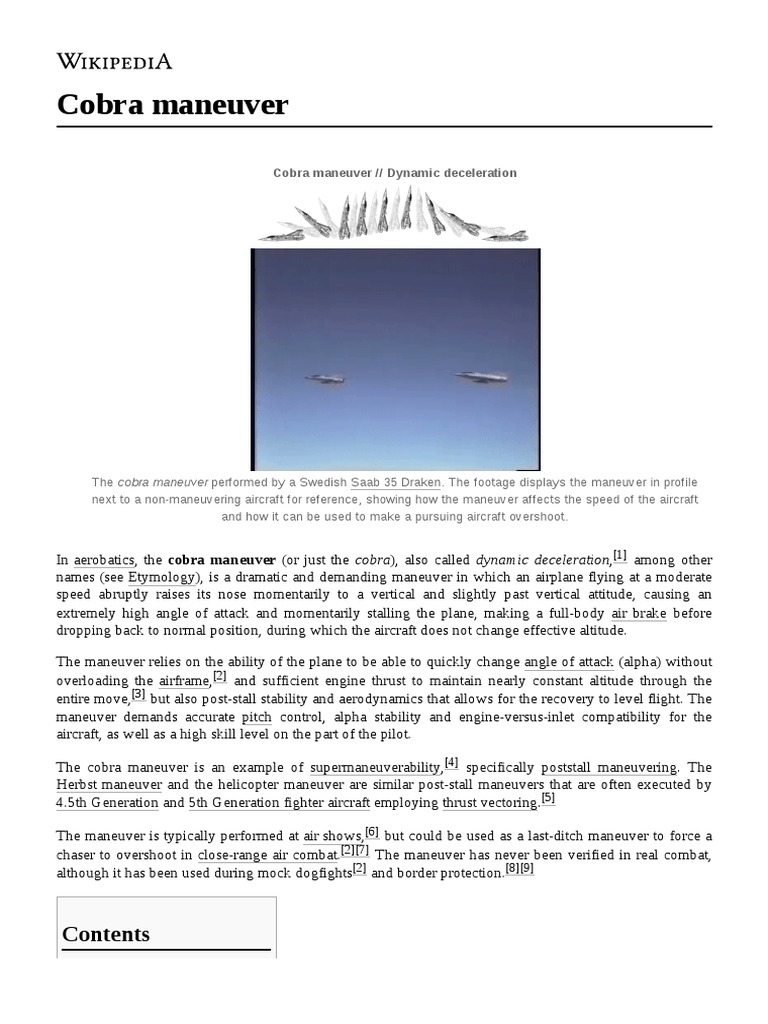 Cobra Maneuver | PDF | Aircraft | Transport