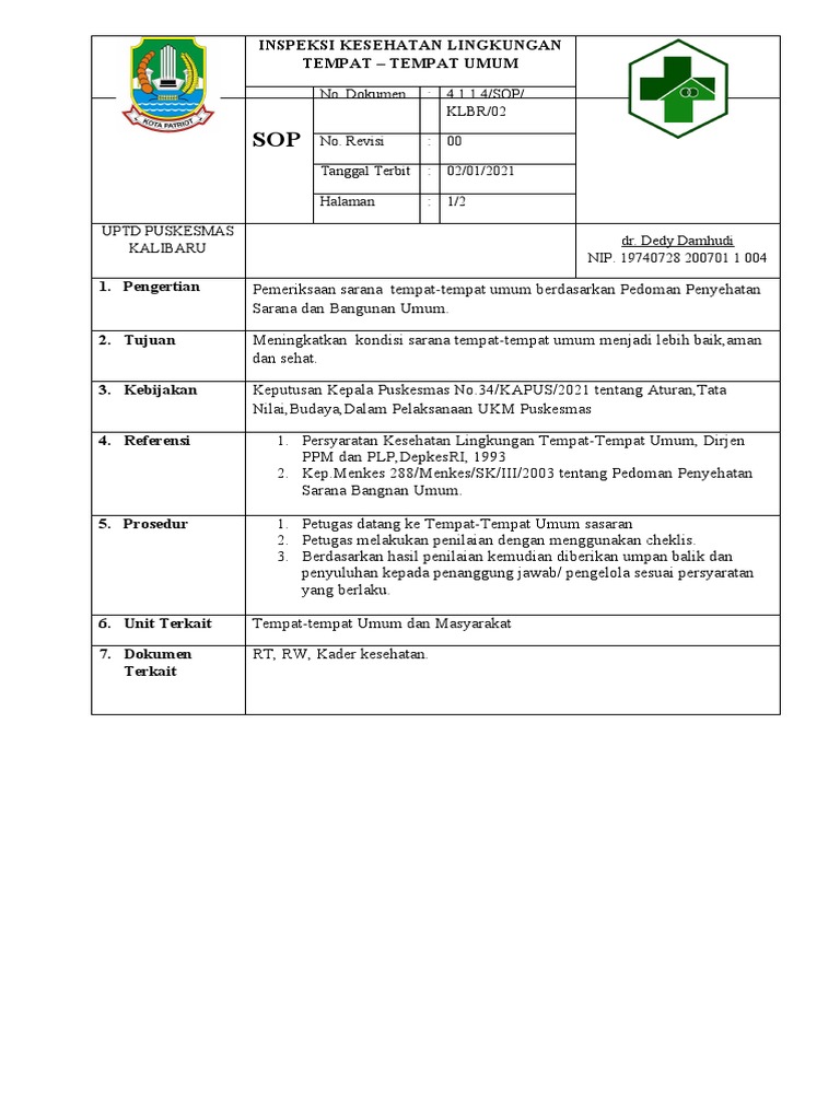 SOP IKL Tempat-Tempat Umum (SN) | PDF | Sains & Matematika