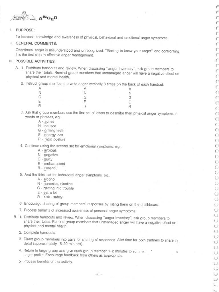 Anger Management Worksheets | PDF
