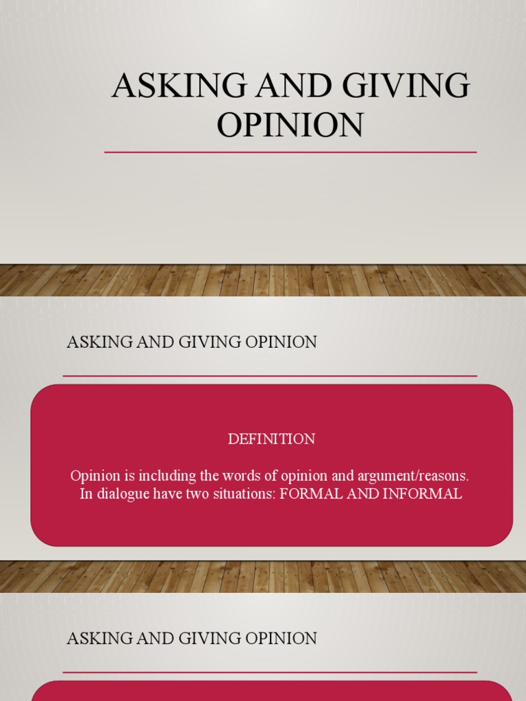 Asking and Giving Opinion 11 | PDF | Idea | Opinion