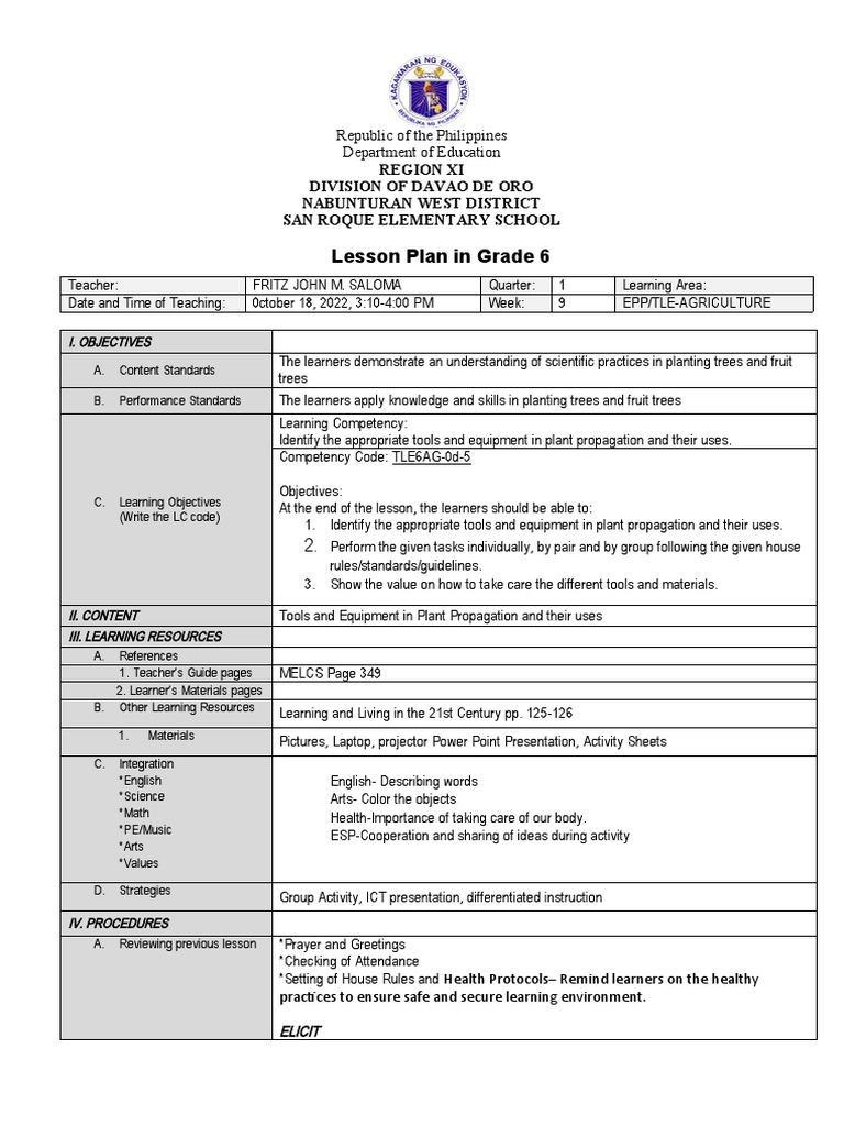 CO-1-7Es TLE | PDF | Learning | Teachers
