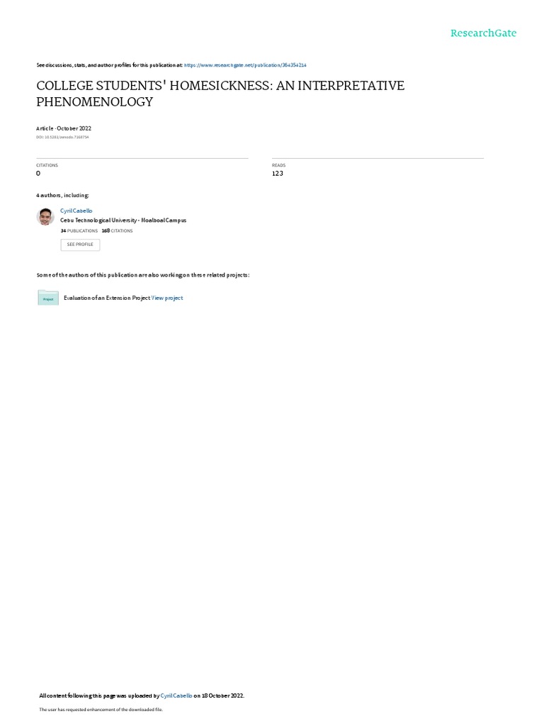 College Students' Homesickness: An Interpretative Phenomenology | PDF ...