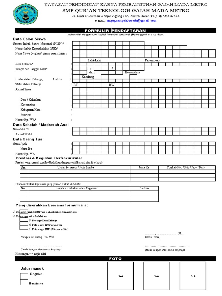 Formulir PPDB SMP | PDF