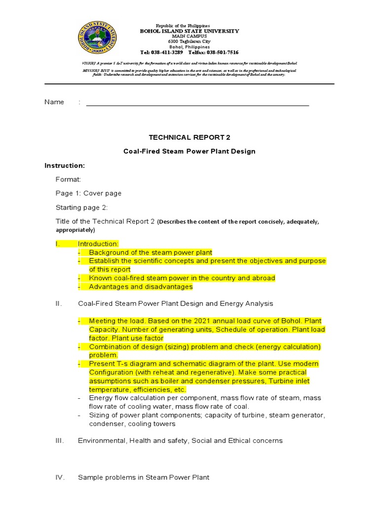 Technical Report 2 Coal-Fired Steam Power Plant Design | PDF | Steam ...
