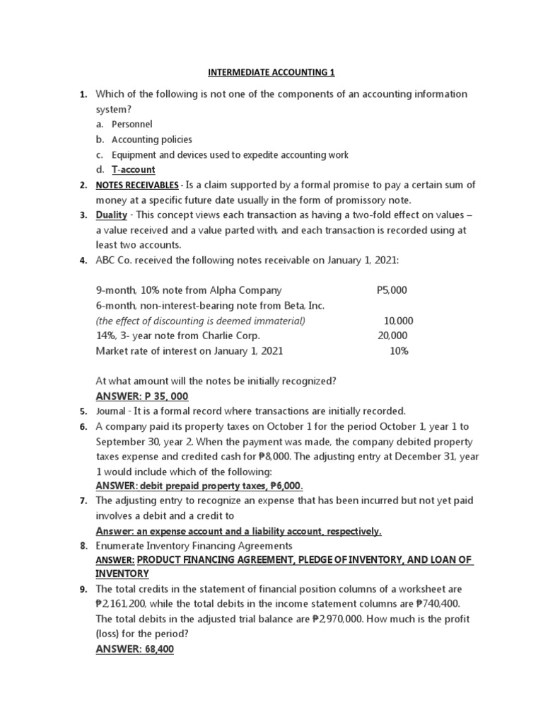 INTERMEDIATE ACCOUNTING 1 - Midterm | PDF | Debits And Credits | Cheque