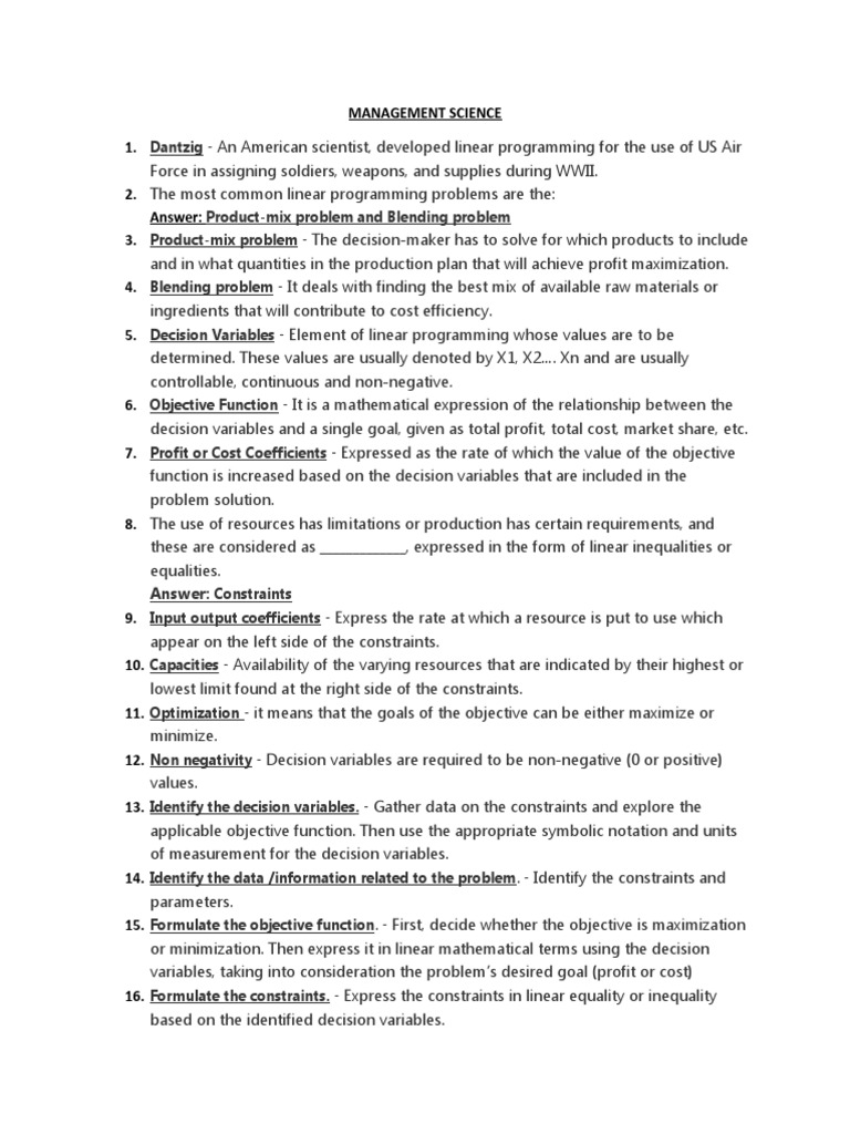Linear Programming Concepts Explained | PDF | Linear Programming ...