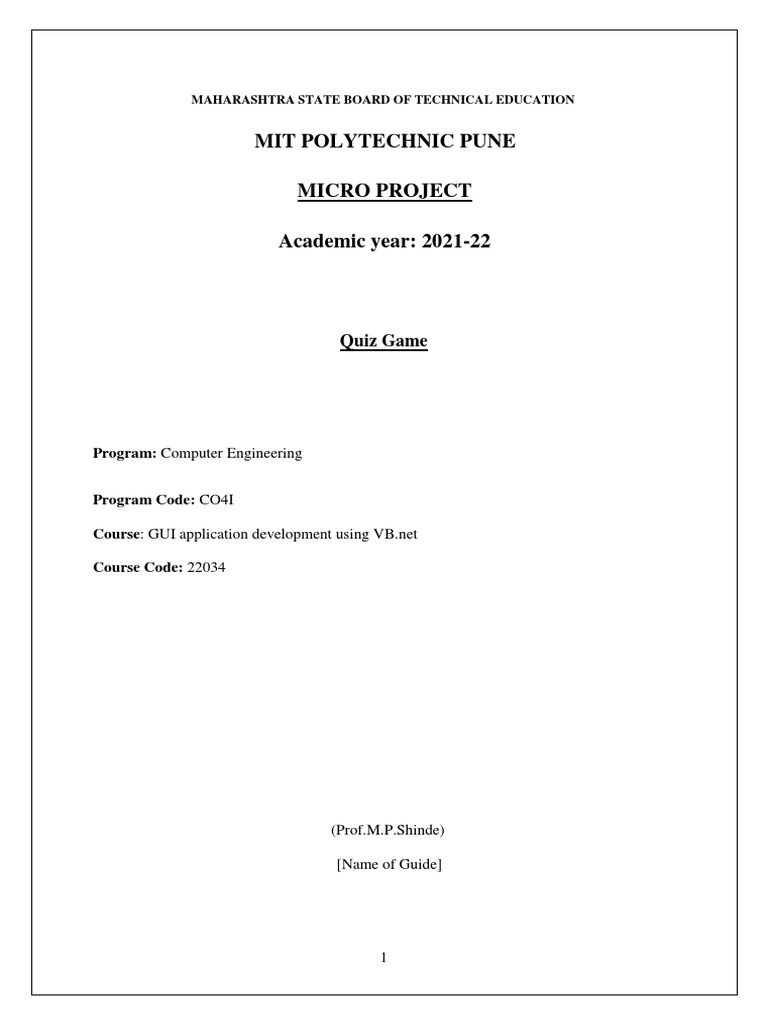 GUI Microproject | PDF | Quiz | Computing