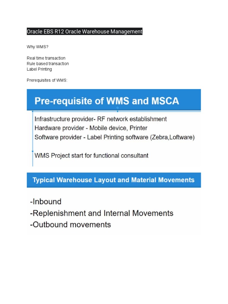 Oracle EBS R12 WMS Overview | PDF | Finance & Money Management ...