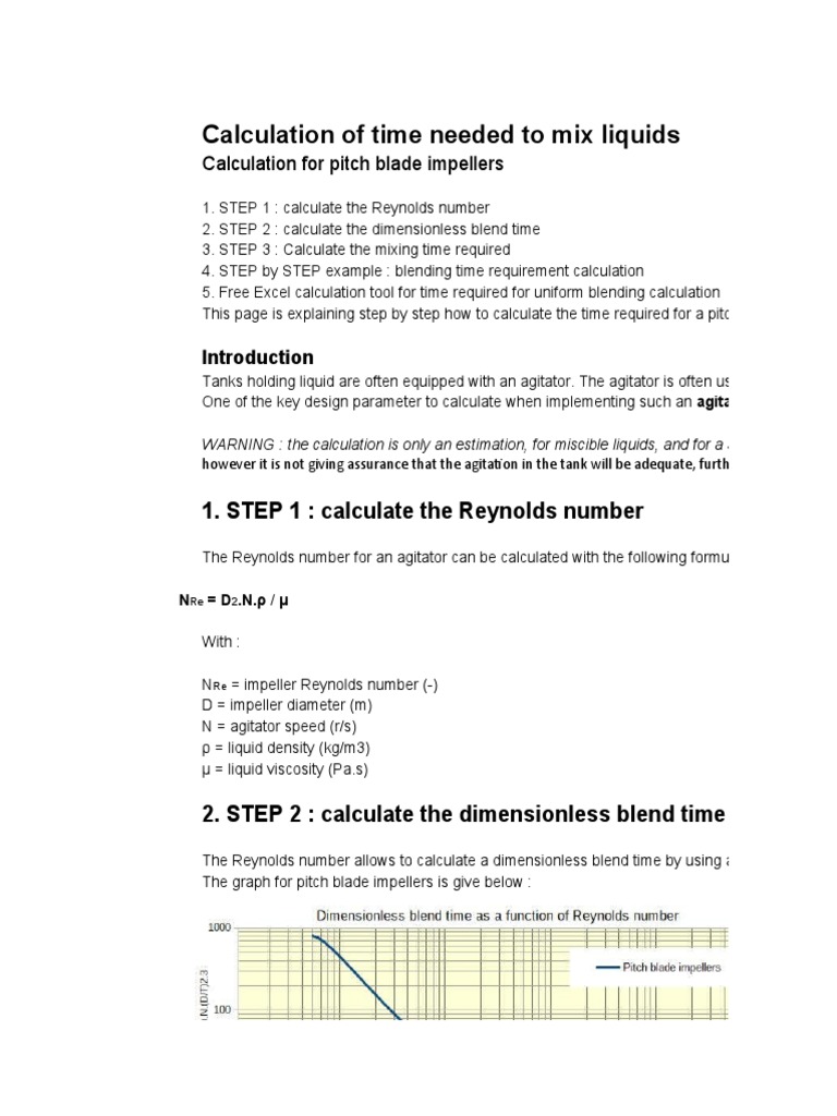 Mixer Calc | PDF | Reynolds Number | Density