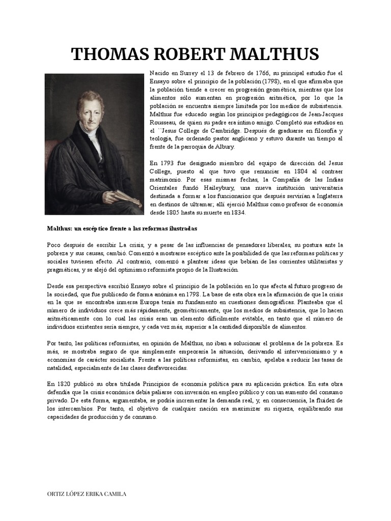 Thomas Malthus: Población y Economía | PDF | Economias
