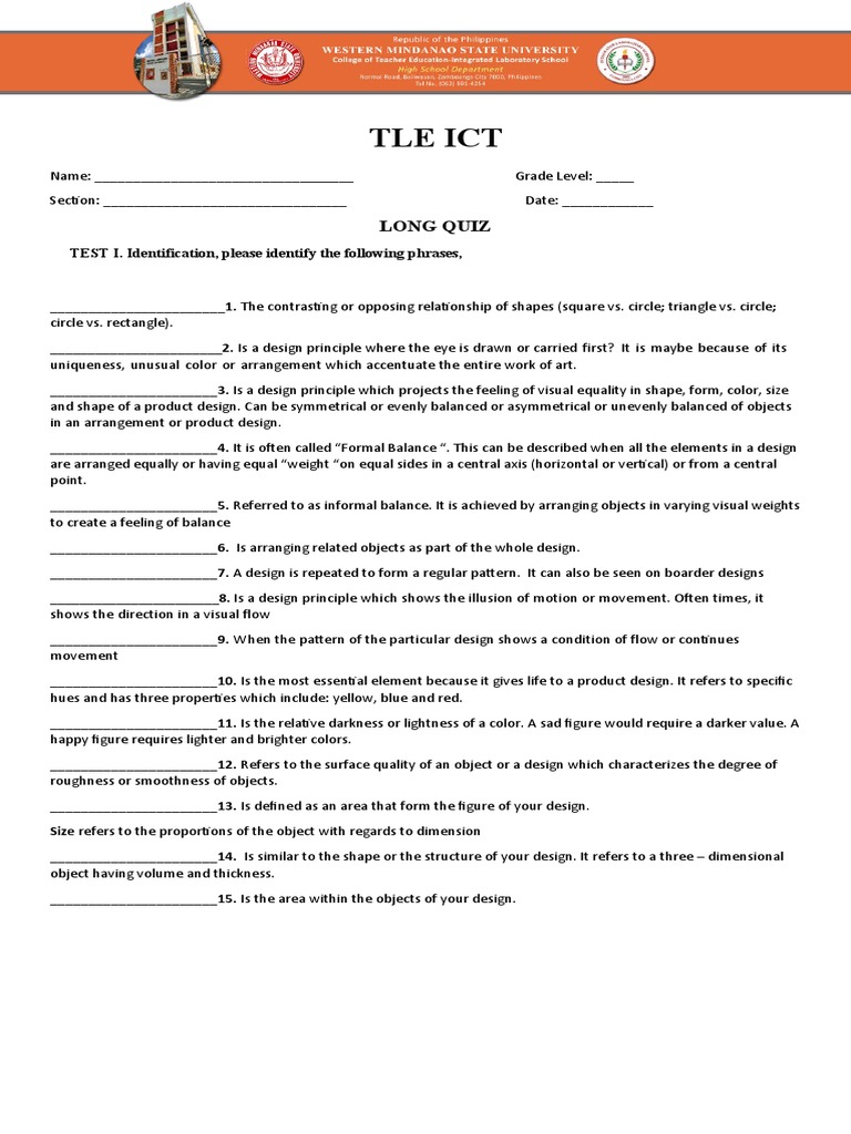 Tle Ict 10 Long Quiz | PDF | Shape | Area