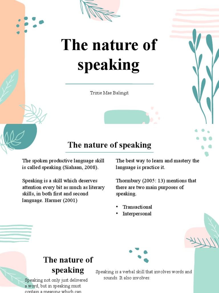 The Nature of Speaking | PDF
