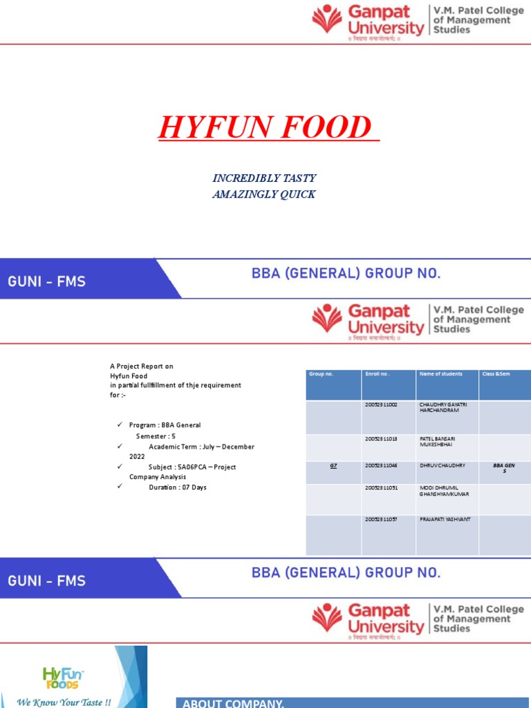 Hyfun Foods | PDF | French Fries | Hamburgers