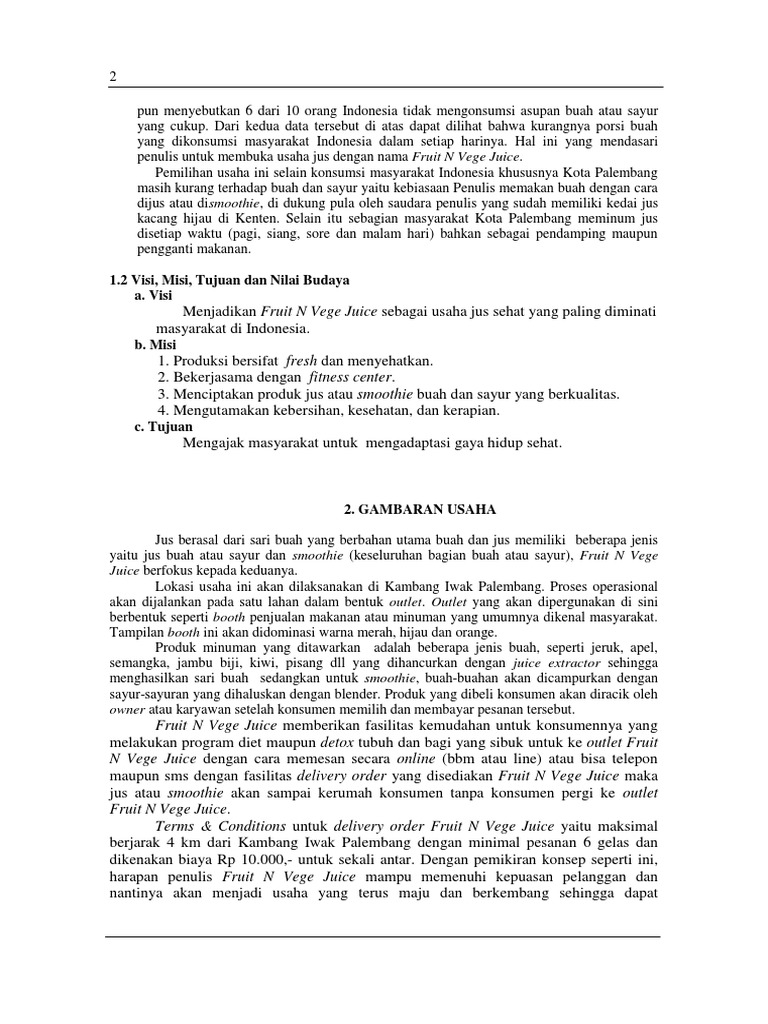 Jus Sehat Palembang: Fruit N Vege | PDF