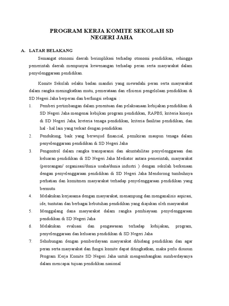 Program Komite Sekolah | PDF