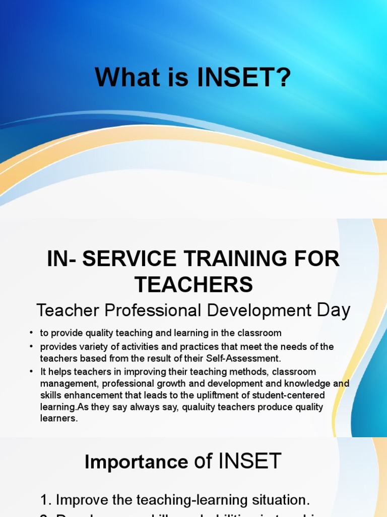 Inset Training | PDF | Teaching Method | Psychological Concepts