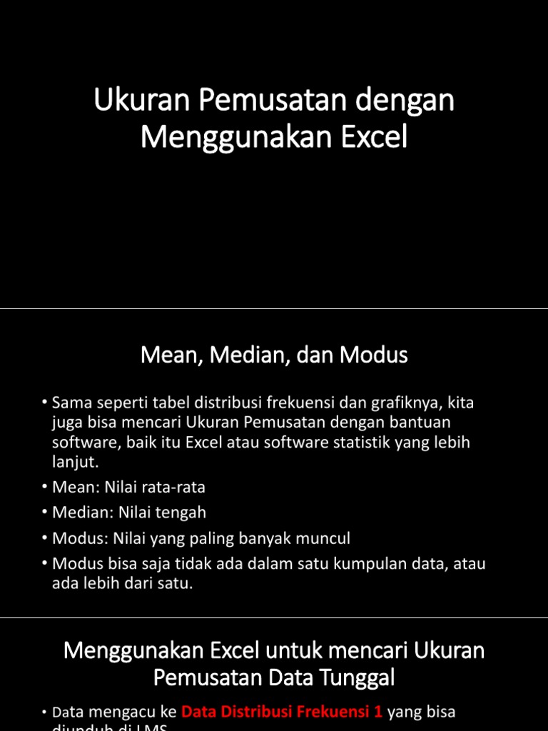 Mean Median Modus Dengan Excel | PDF