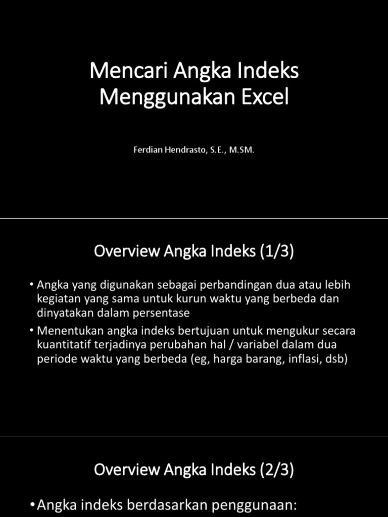 Mencari Angka Indeks Menggunakan Excel | PDF | Metode & Bahan Ajar