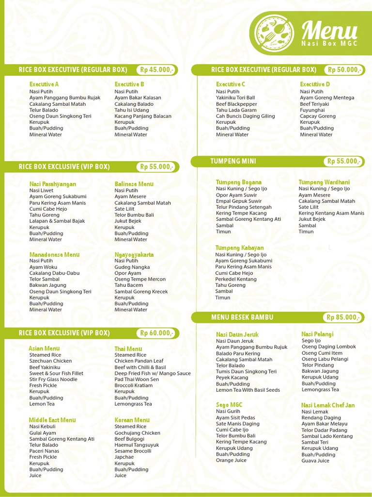 Menu Box MGC 2022 | PDF