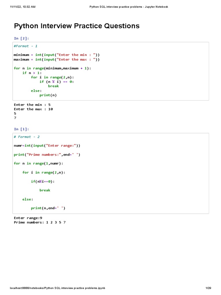 Python and SQL Interview Questions | PDF | String (Computer Science) | My Sql