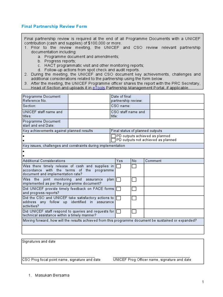 Final Partnership Review Summary | PDF