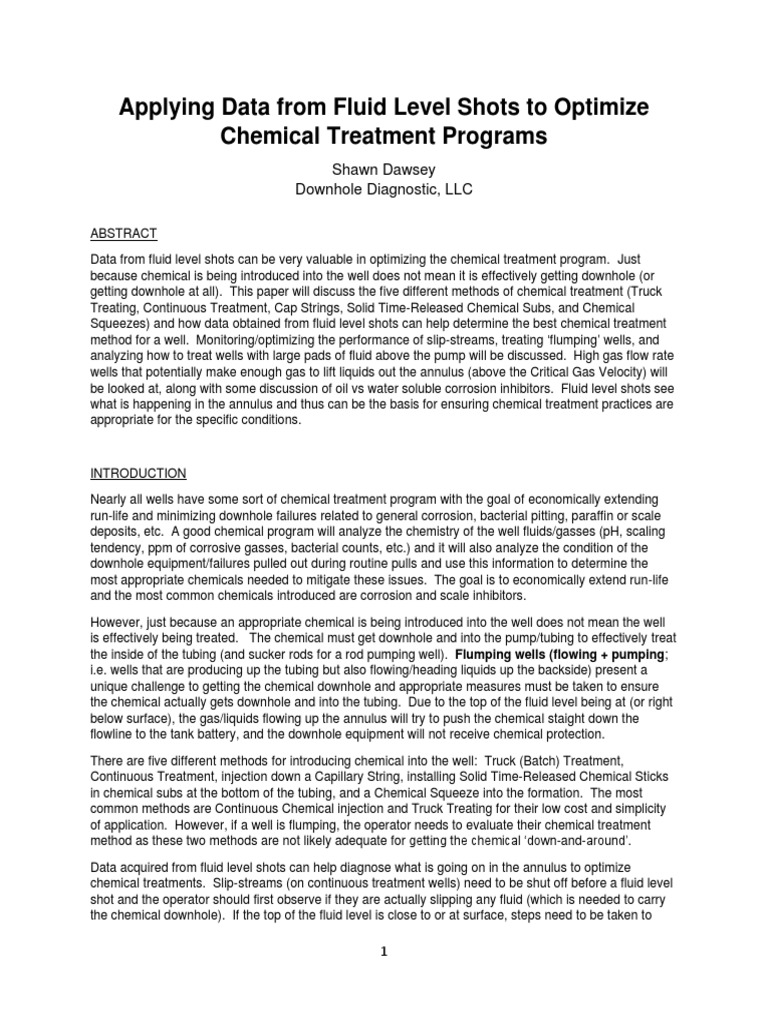 Fluid Level Shots To Optimize Chemical Treatment Programs | PDF | Pump | Valve
