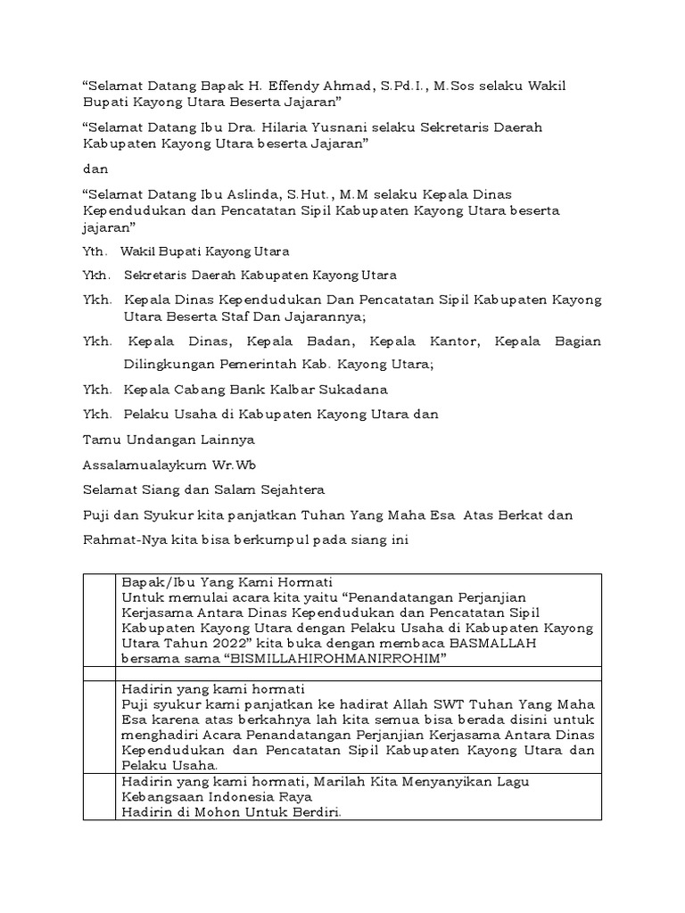 Teks MC Kegiatan Besok | PDF