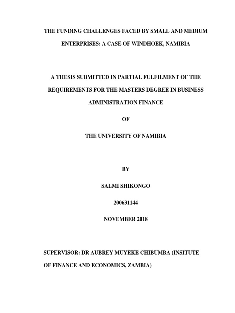 Shikongo 2018 | PDF | Small And Medium Sized Enterprises | Loans