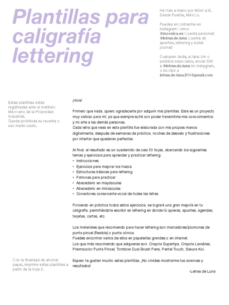 Plantillas para aprender caligrafía y lettering hechas a mano por ...