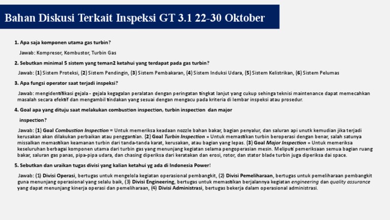 Bahan Diskusi Terkait Inspeksi GT 3 | PDF