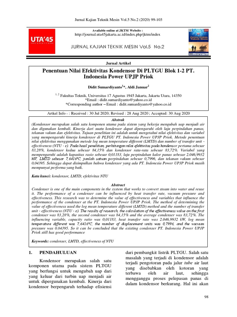 Efektivitas Kondensor di PLTGU Priok | PDF