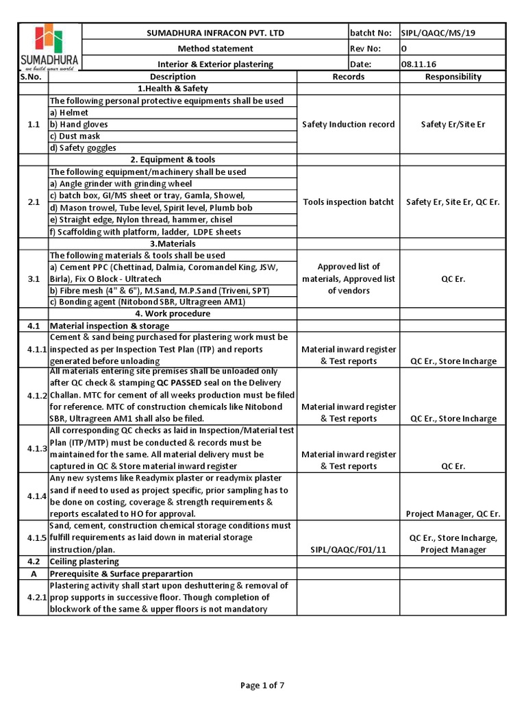 Interior & Exterior Plastering | PDF | Masonry | Mortar (Masonry)