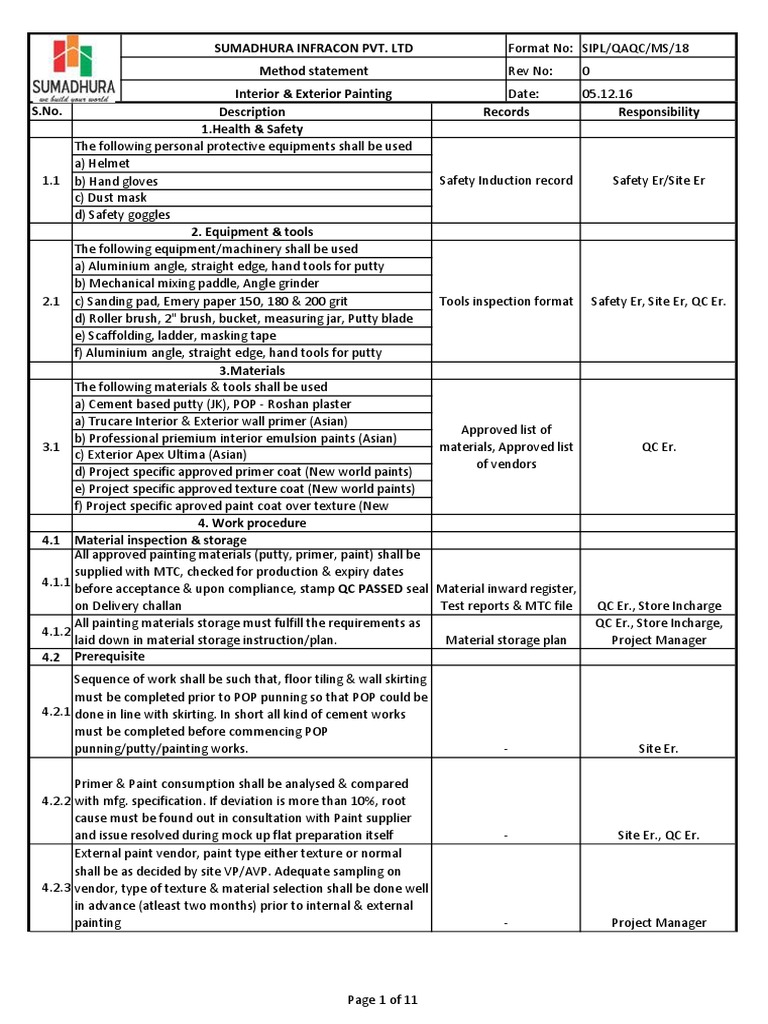 Interior & Exterior Painting Guidelines | PDF | Paint | Plaster