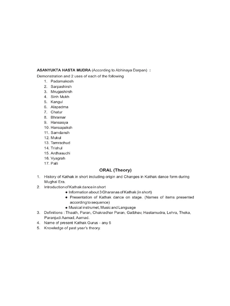 Praveshika Purna Kathak Part 2 | PDF