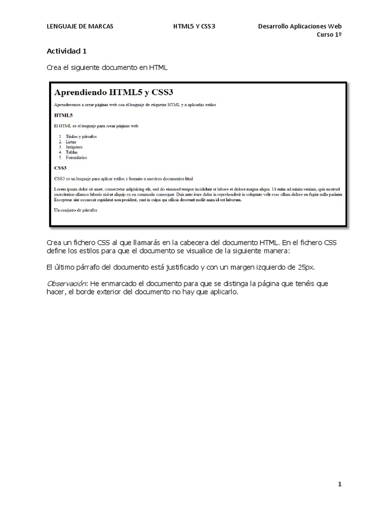 1 Actividad HTML CSS | PDF | Informática