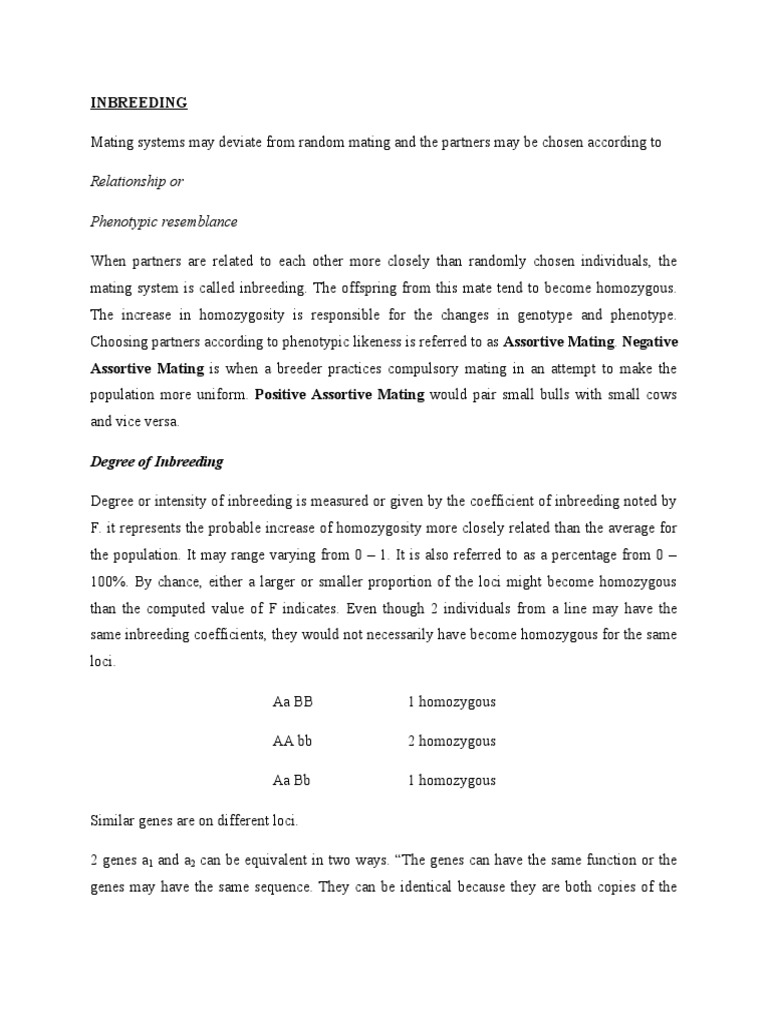 Animal Breeding - Inbreeding Class Notes | PDF | Inbreeding | Heritability