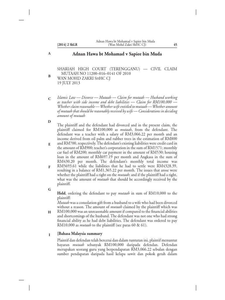 Adnan Hawa BT Mohamad V Sapiee Bin Muda | PDF | Law
