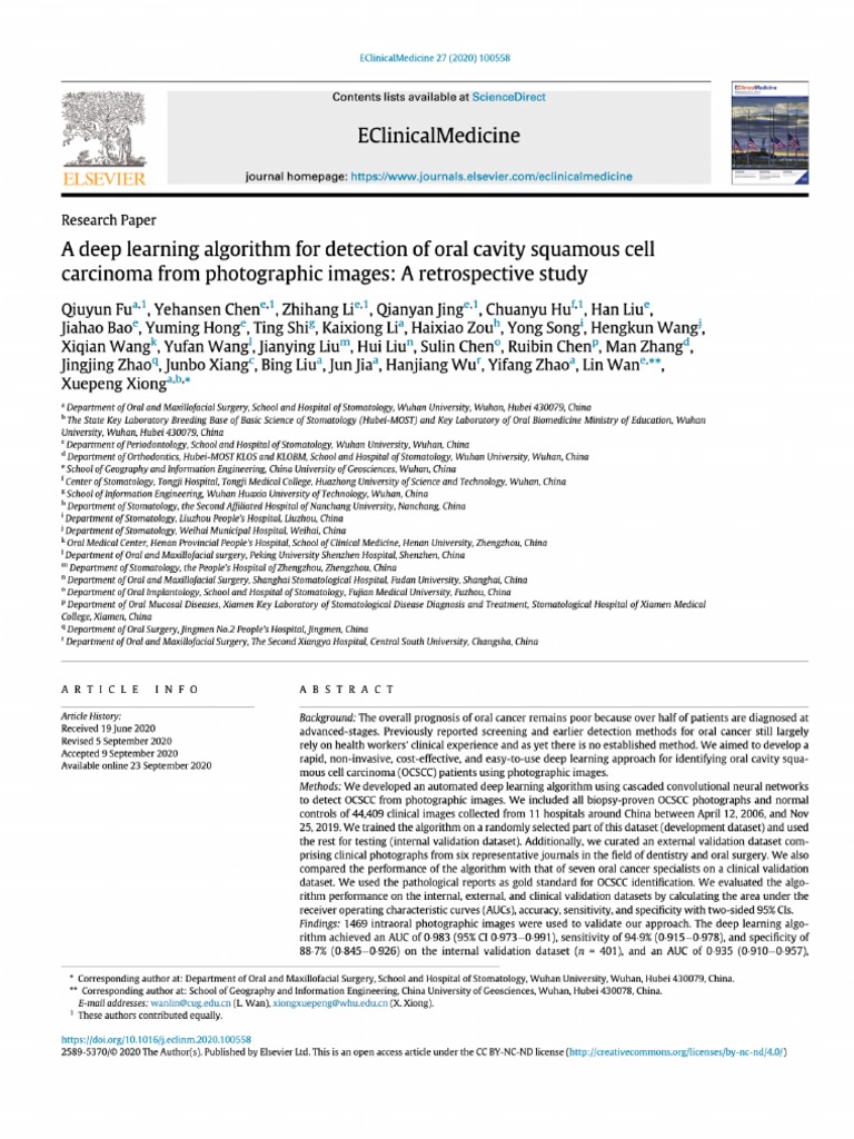 A Deep Learning Algorithm For Detection of Oral Cavity Squamous Cell ...