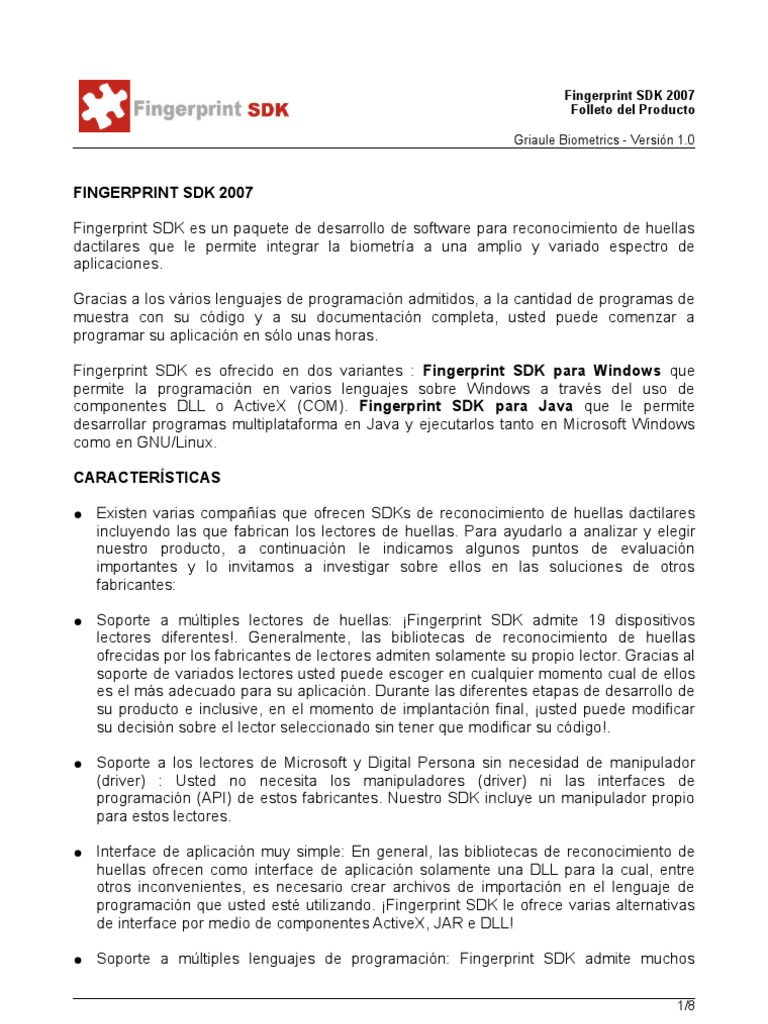 Fingerprint SDK | PDF