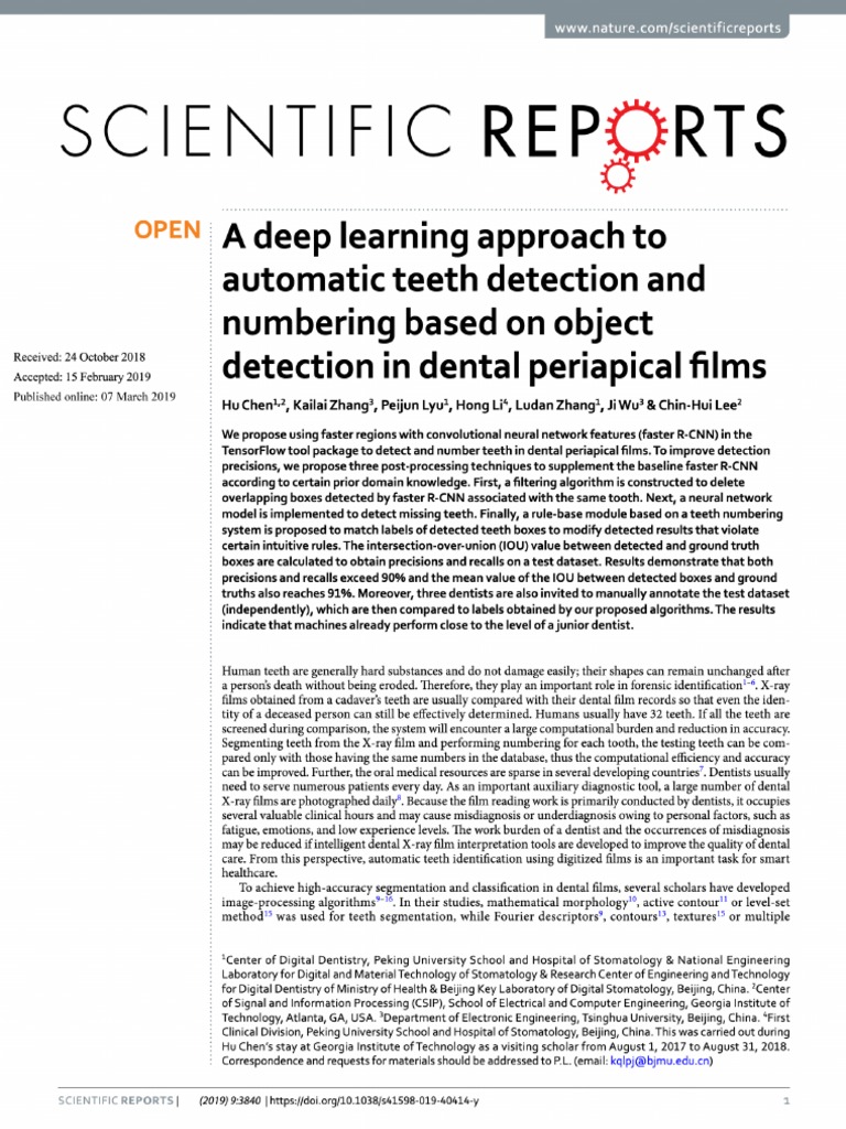 A Deep Learning Approach To Automatic Teeth Detection And Numbering Based On Object Detection In