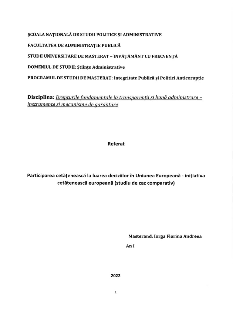 Referat Iorga Florina Andreea An 1 | PDF
