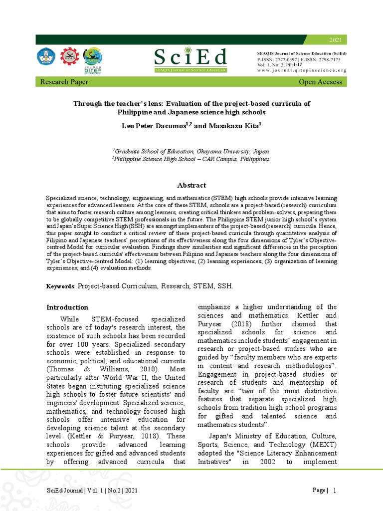 Through The Teacher's Lens | PDF | Curriculum | Project Based Learning