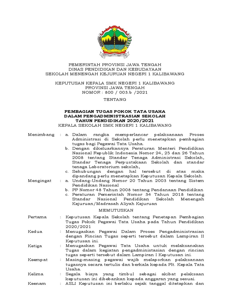 SK Tenaga Kependidikan 2020-2021 OK Print Revisi | PDF