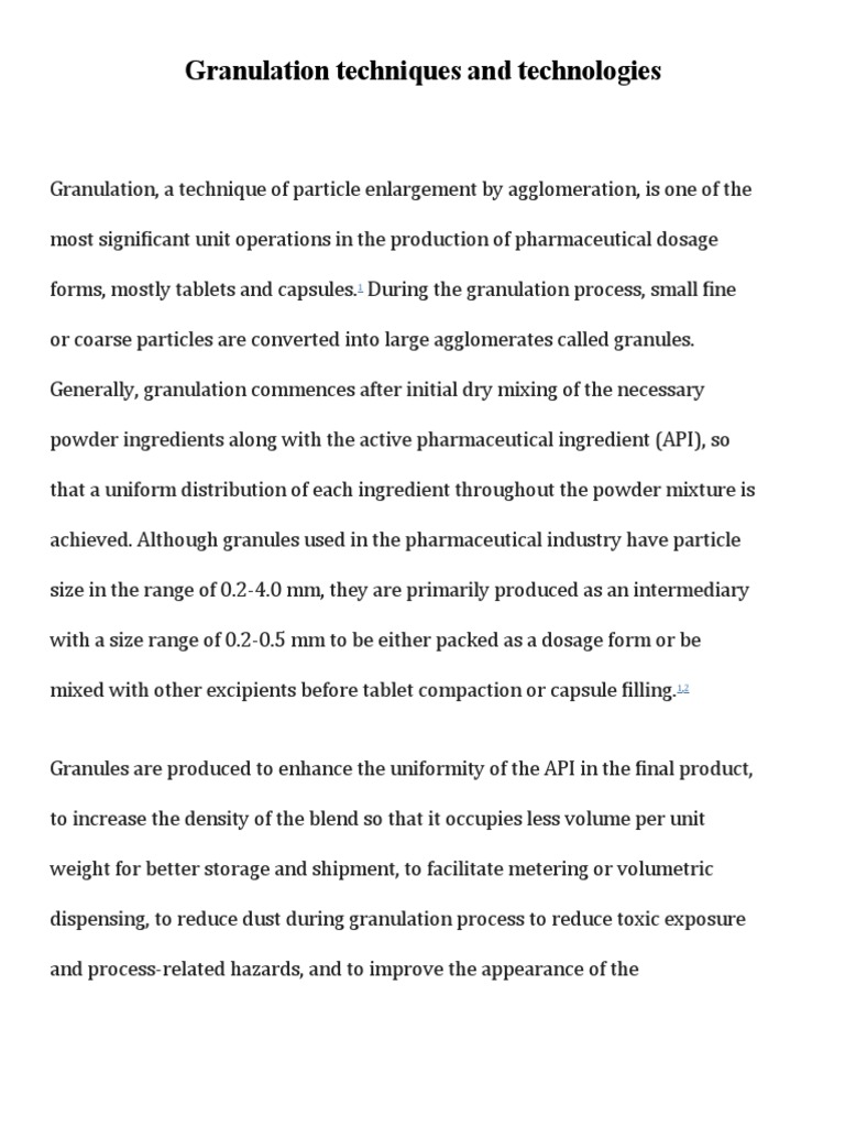 Granulation Process Basic Understanding | PDF | Tablet (Pharmacy ... Granulation Process Basic Understanding | PDF | Tablet (Pharmacy ...